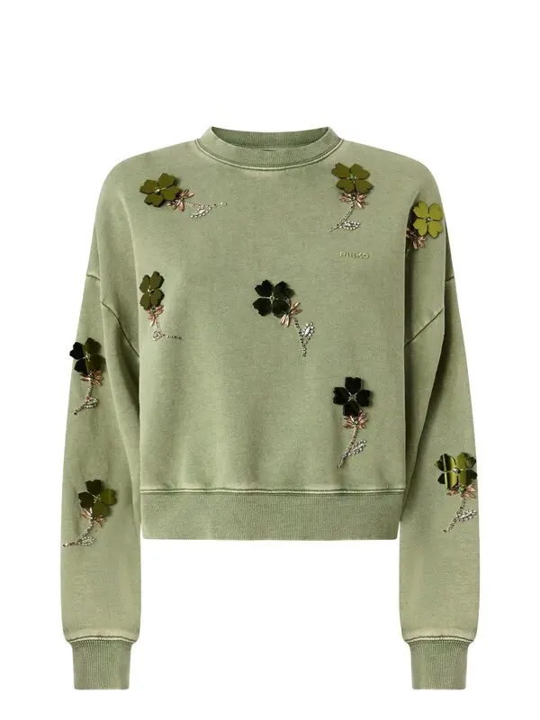 Pinko Floral Embellished Crewneck Sweatshirt - Nude