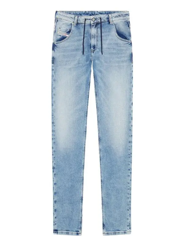DIESEL® Tapered Drawstring Waist Jeans In Light Wash - Blue