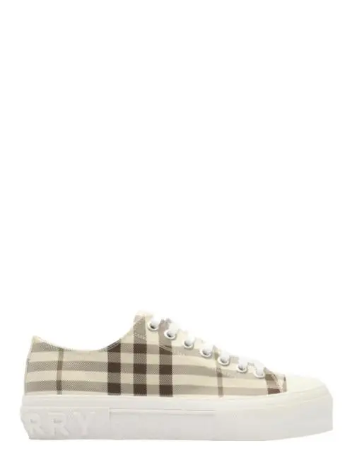 Burberry Checked Lace-up Sneakers - Light Beige