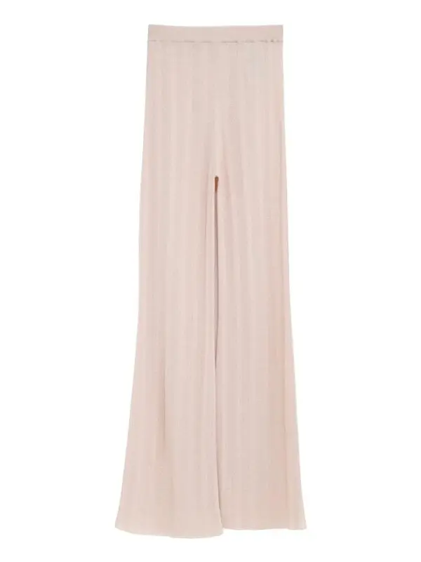 JIL SANDER Ribbed-knit Flared Trousers - Pink