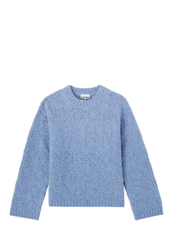 GANNI Bubble Wool Blend Sweater - Glacier Lake Blue