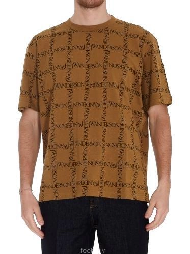 J.W.ANDERSON Jw Anderson Logo Printed Crewneck T-shirt - Brown