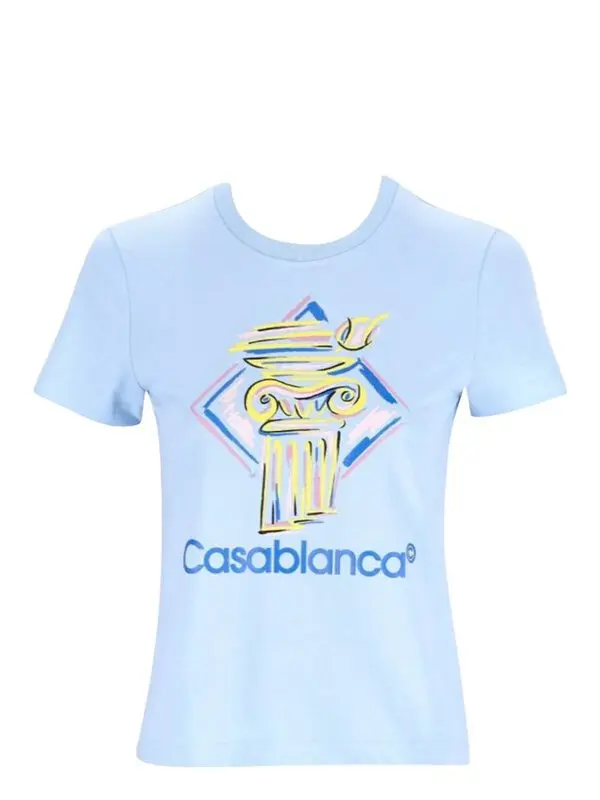 Casablanca Diamond Column Printed Crewneck T-shirt - Blue