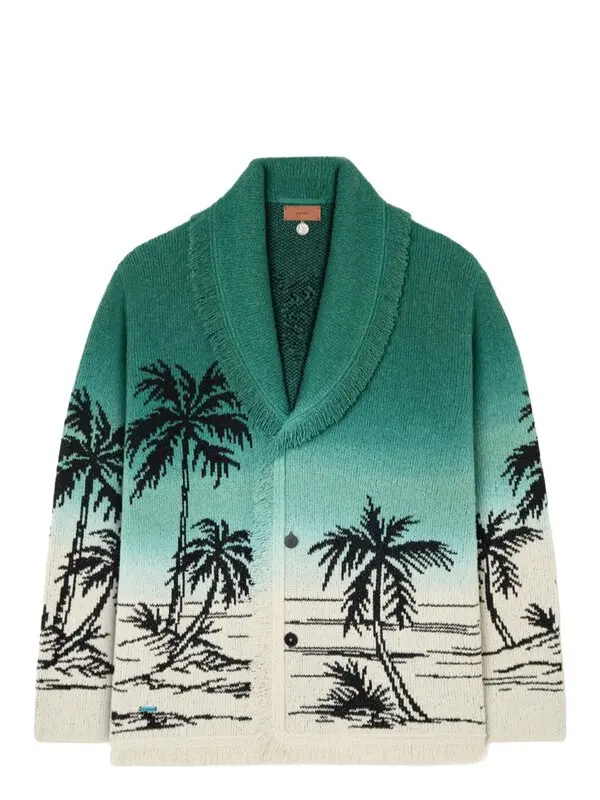 Alanui Wave Bloom Cardigan - Green Tide Chalk