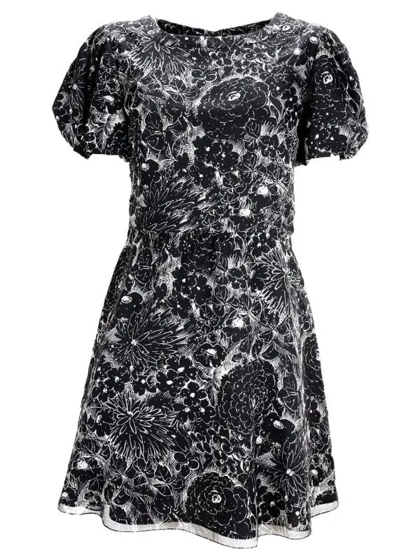 Saint Laurent Jacquard Mini Dress - Black