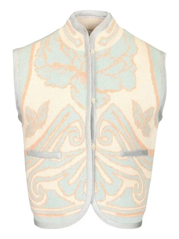 FORTE_FORTE Peonia My Love Jacquard Knitted Vest - Light Blue