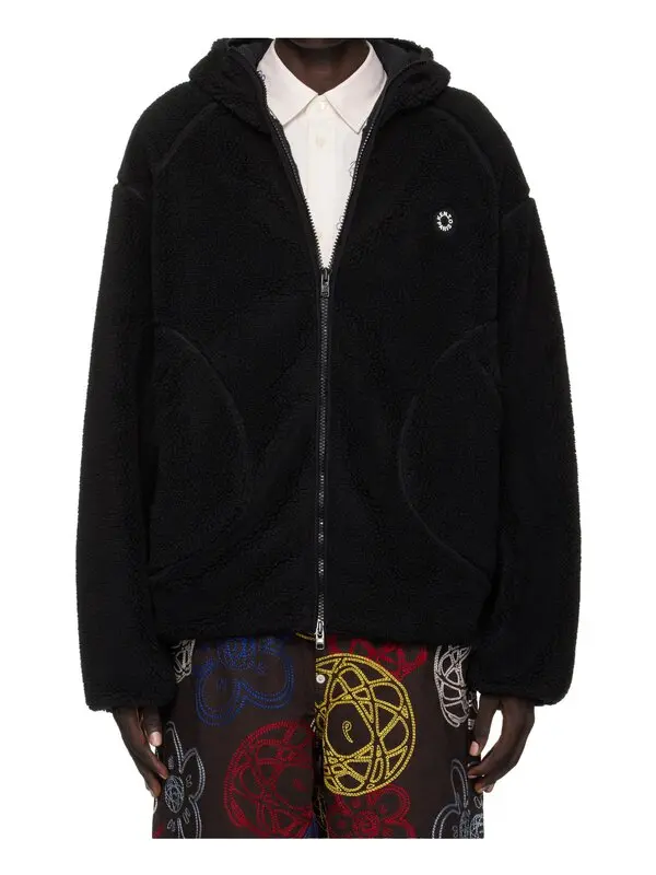 Kenzo Zip-up Hooded Fleece Jacket - Black