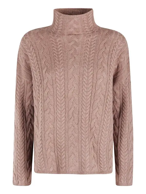 Max Mara Long-sleeved Knitted Shirt With High Neck - Camel