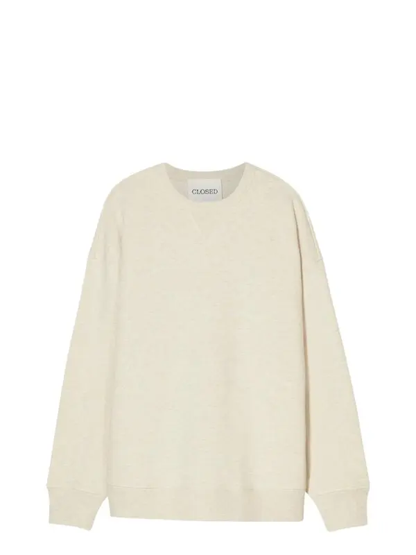 Closed V-neck Sweatshirt With Printed Back - White