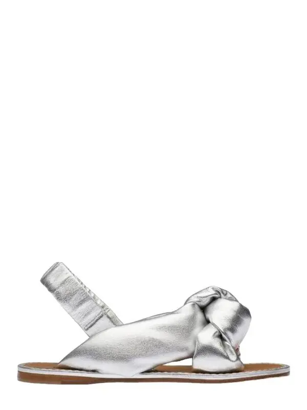 Miu Miu Metallic Bow Sandals - Silver