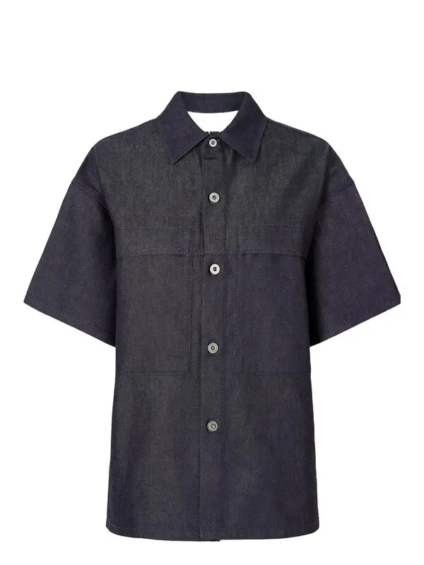 JIL SANDER Denim Short Sleeve Shirt - Black