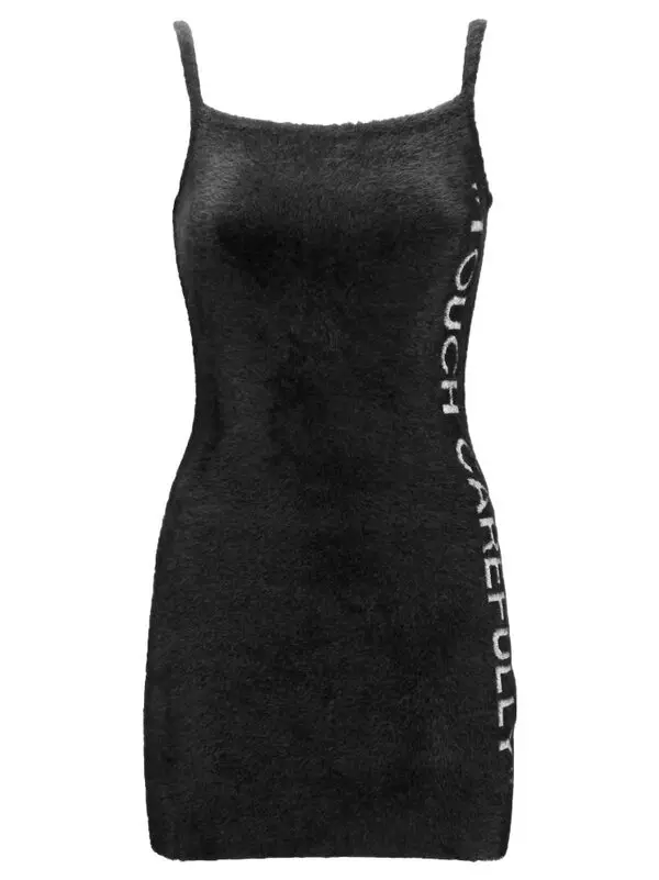 Off-White Logo Embellished Sleeveless Mini Dress - Black