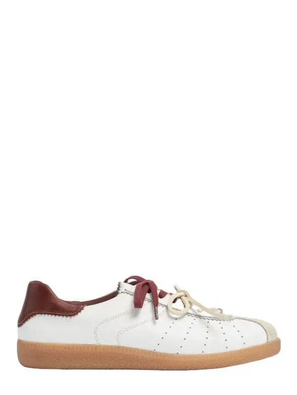 SCAROSSO Mariate Lace-up Suede Leather Sneakers - White