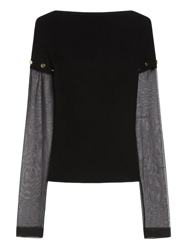 Sportmax Fitted Jumper In Stretch Viscose With Removable Sleeves - Black