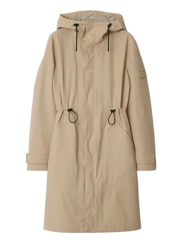 Burberry Drawstring Waist Hooded Trench Coat - Beige