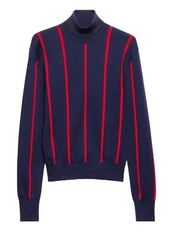 Prada Striped Turtleneck Sweater - Black
