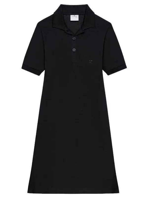 COURREGES Courrèges Short Sleeve Polo Mini Dress - Black
