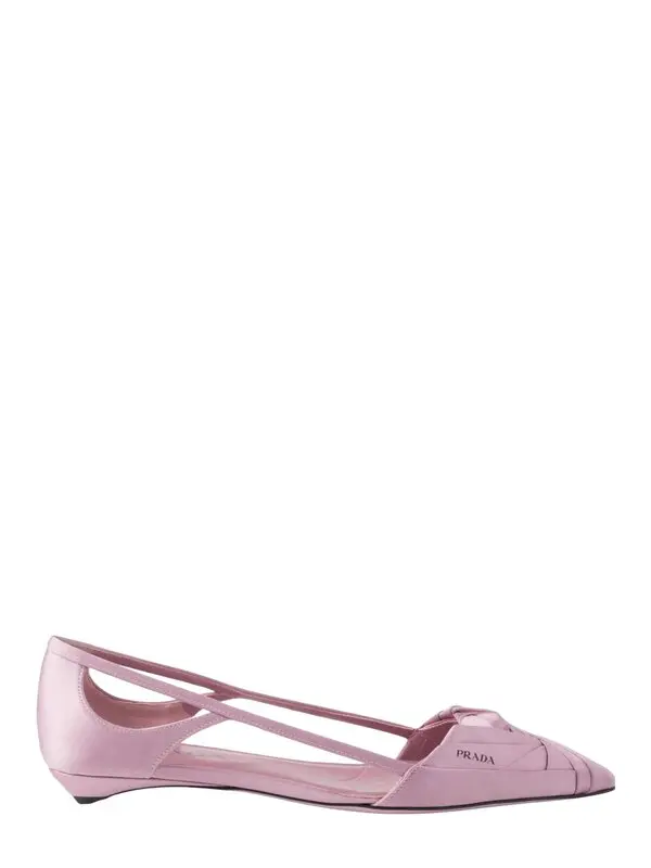 Prada Satin Cut-out Ballerina Flats - Confetti Powder