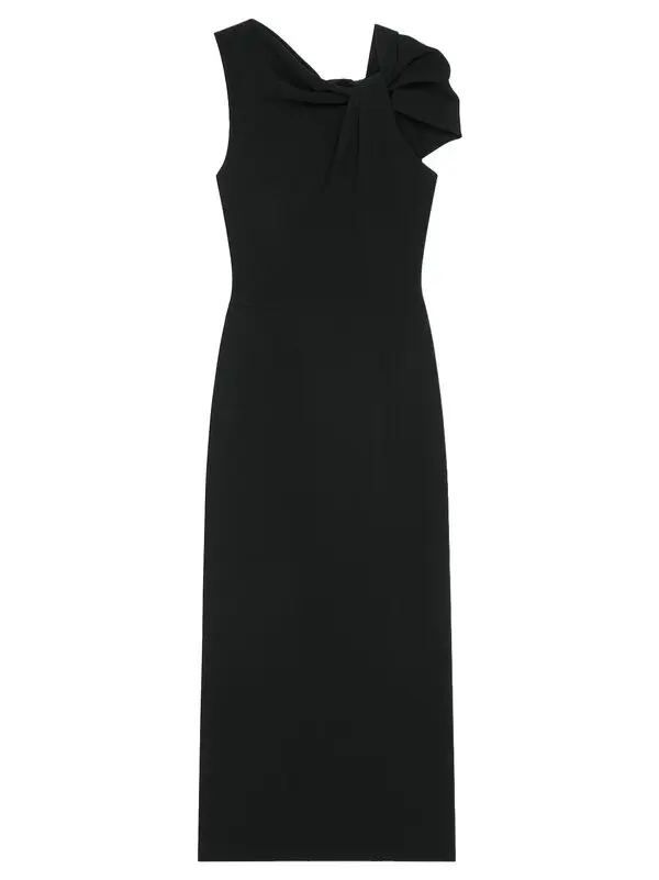 Givenchy Sleeveless Draped Midi Cady Dress - Black