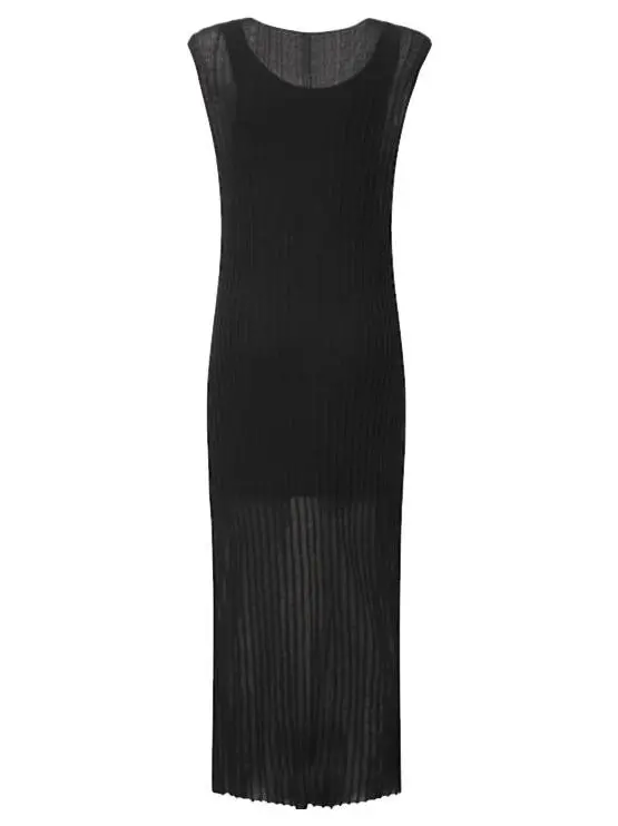 Loulou De Saison Sleeveless Knit Maxi Dress With Slit - Black