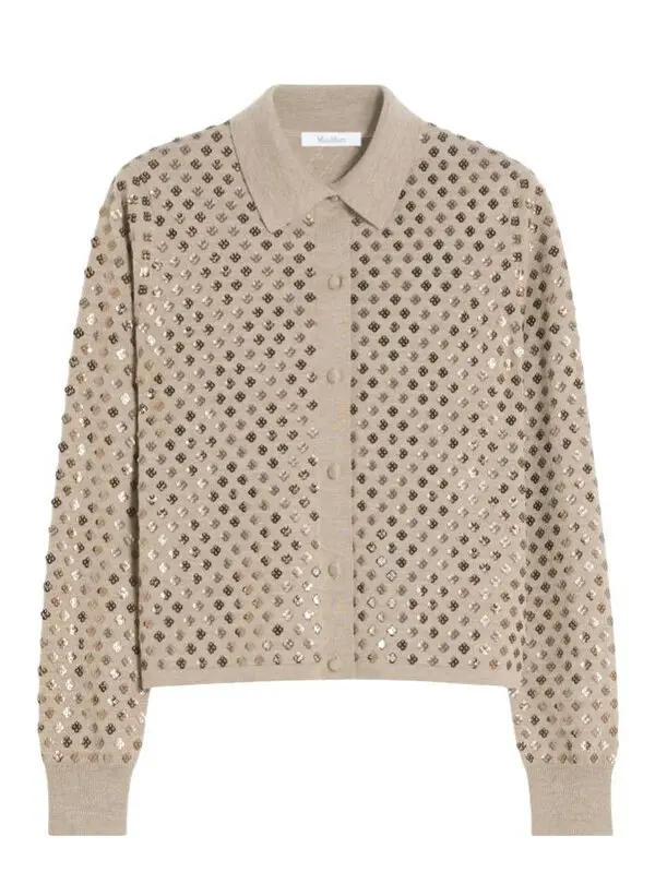 Max Mara Embellished Collared Cardigan - Brown