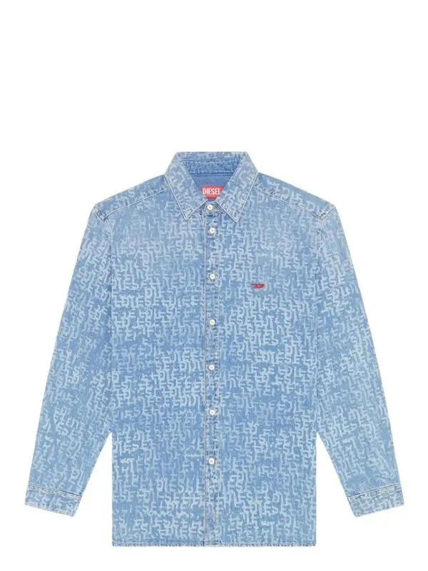 DIESEL® Allover Print Denim Shirt - Blue