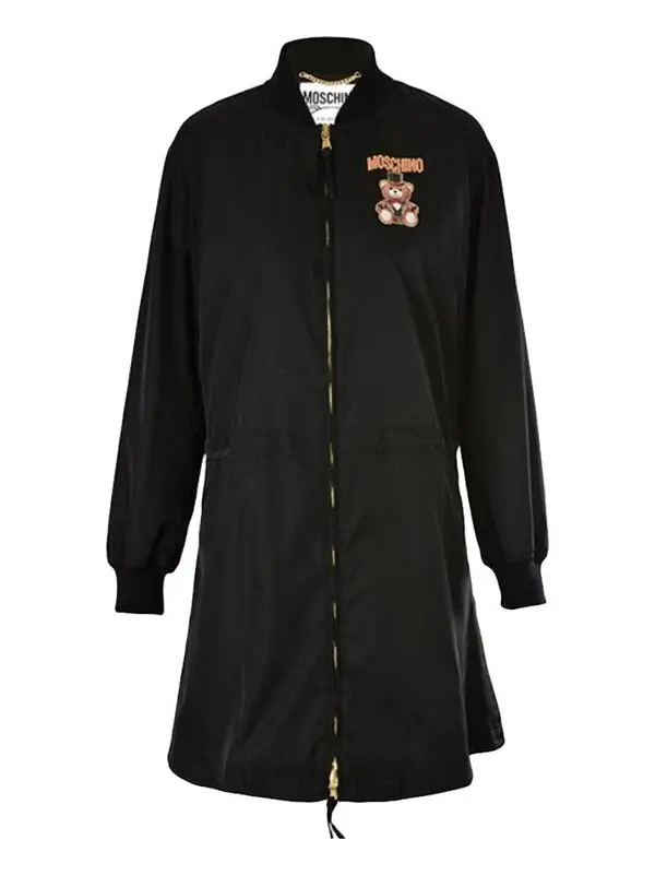 Moschino Teddy Bear Print Trench Coat - Black