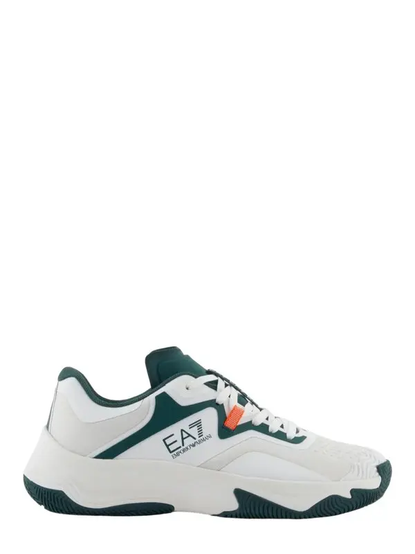 EA7 Lace-up Textured Sole Sneakers - White/pine Green