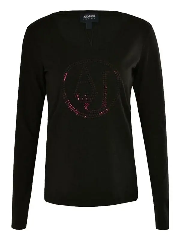 Emporio Armani Embellished Logo Long Sleeve T-shirt - Black