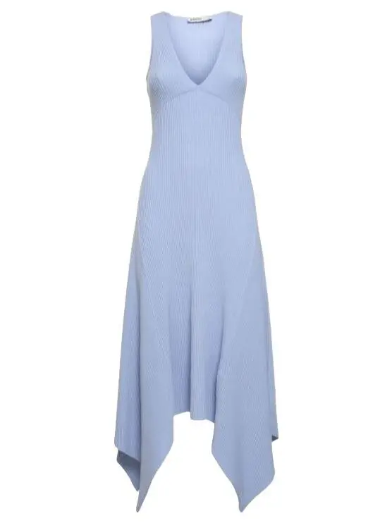 Simkhai Kiara Sleeveless V-neck Dress With Asymmetrical Hem - Blue