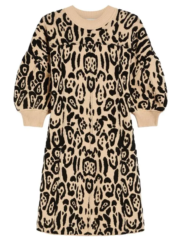 Sportmax Animal Print Jacquard Knit Dress - Beige