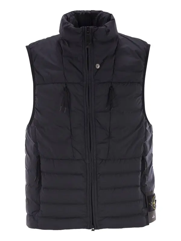 Stone Island Logo Patch High Neck Padded Gilet - Blue