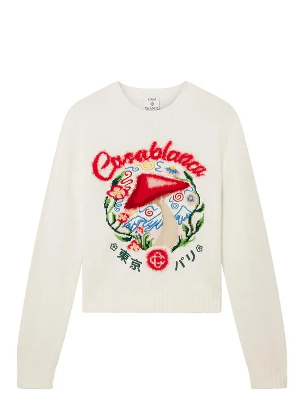 Casablanca Cotton Embroidered Mushroom Jumper - White
