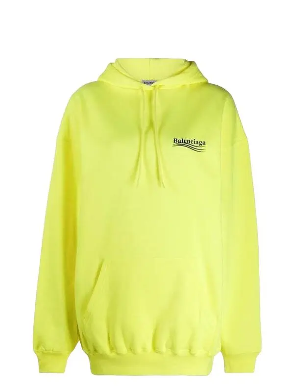 Balenciaga Logo Print Cotton Hoodie - Yellow