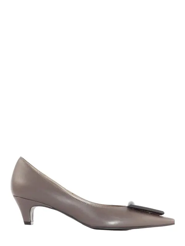 Roberto Festa 55mm Leather Pumps With Front Buckle - Gray
