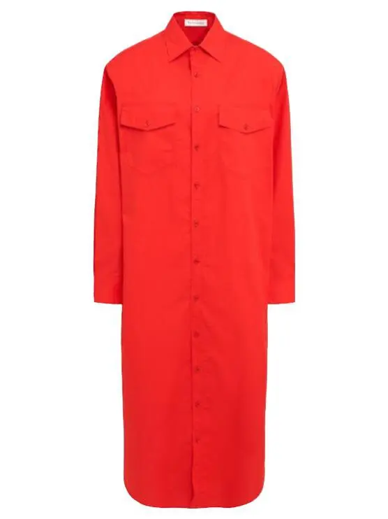 THE FRANKIE SHOP Calren Cotton Poplin Maxi Shirt Dress - Red