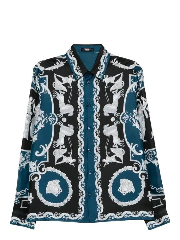 Versace Hall Of Hero Printed Shirt - Black