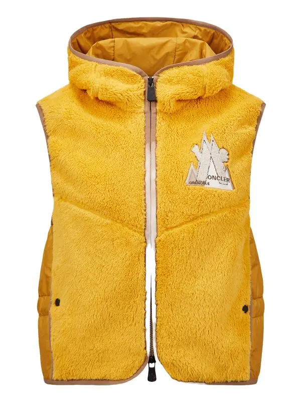 Moncler Fleece Gilet With Hood - Yellow