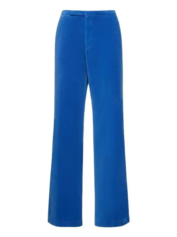 Aspesi Velvet High-waisted Casual Pants - Blue