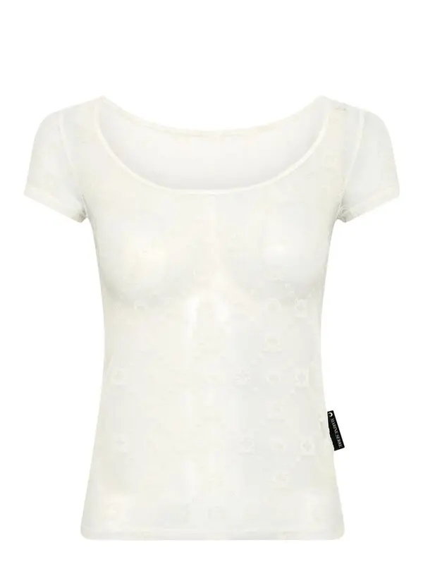 MARINE SERRE Flock Open Neck Mesh Top - White