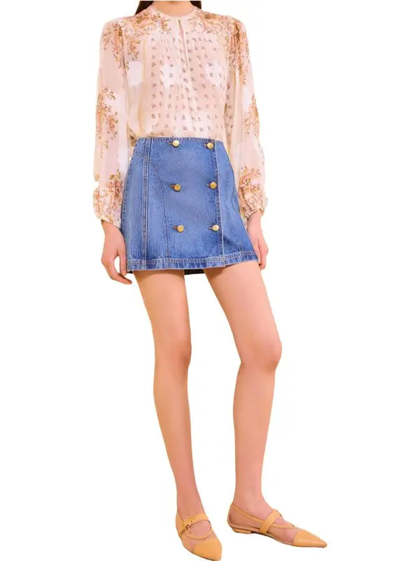 Ulla Johnson Button-embellished Denim Skirt - Danube