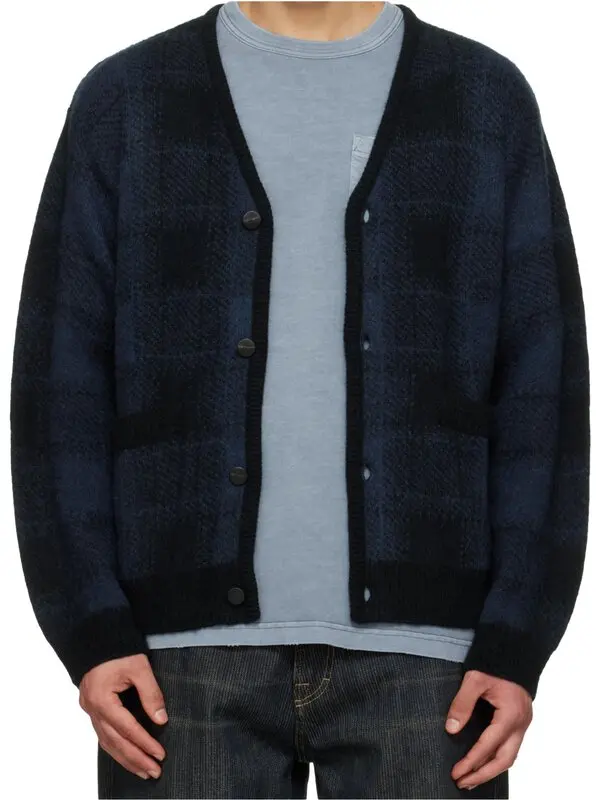 Carhartt Work In Progress Jacquard Check Long-sleeved Cardigan - Black