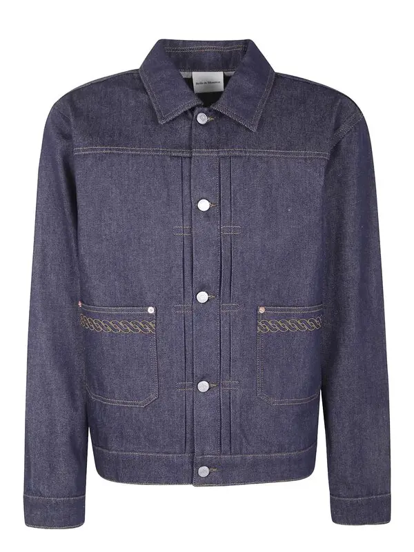 Drole De Monsieur Drôle De Embroidered Denim Jacket - Brut