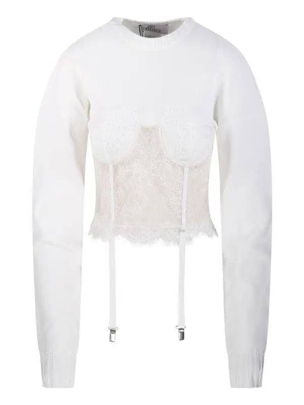 Giuseppe Di Morabito Lace-panel Knitted Top - White