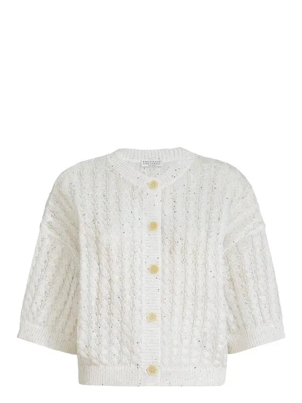 Brunello Cucinelli Sequin-embellished Knitted Cardigan - White