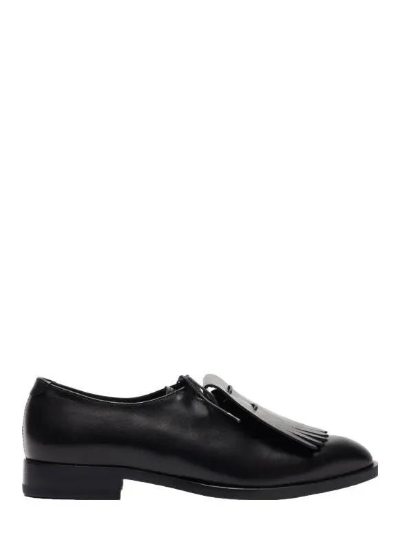 SCAROSSO Ester Lace-up Oxford Shoes With Removable Fringe - Black