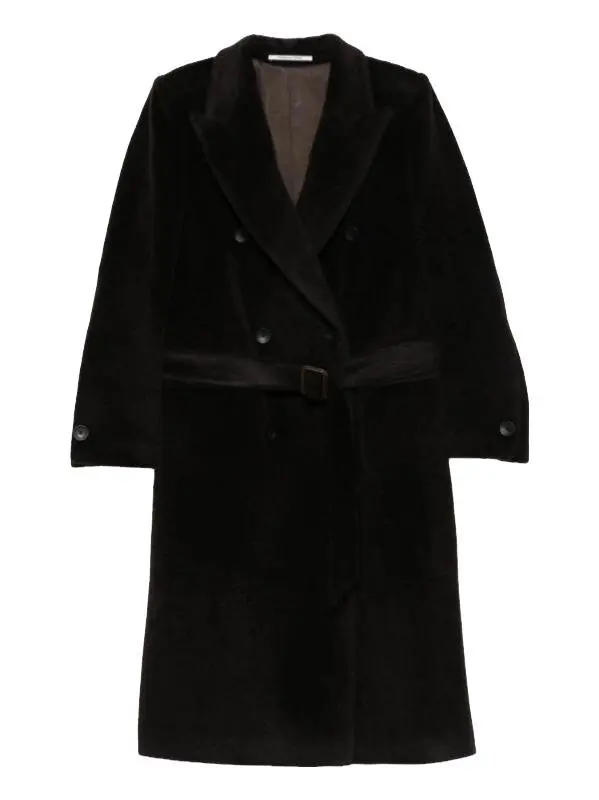 Tagliatore Double-breasted Coat With Self-tie Belt - Black