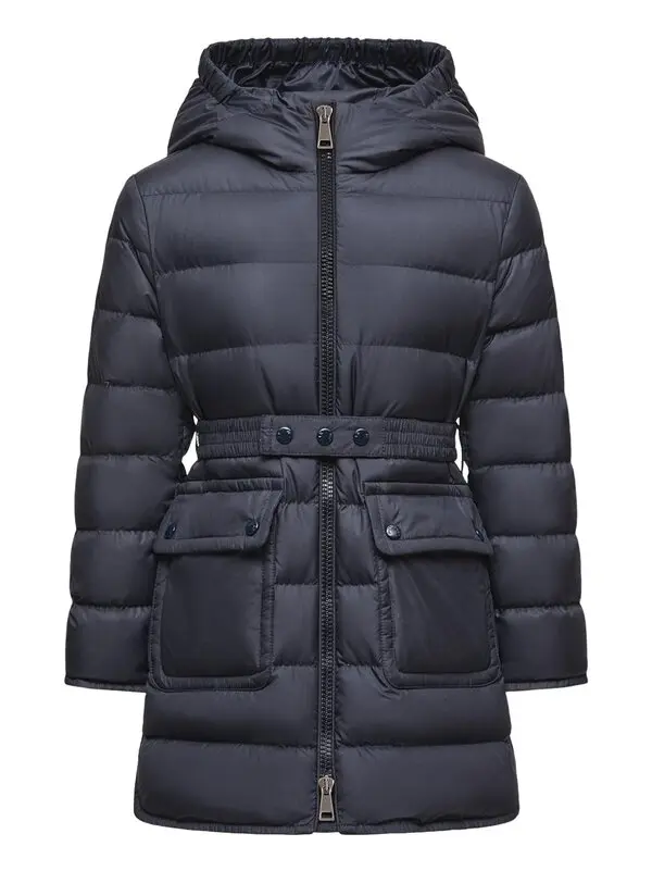 Moncler Padded Down Hooded Belted Jacket - Blue
