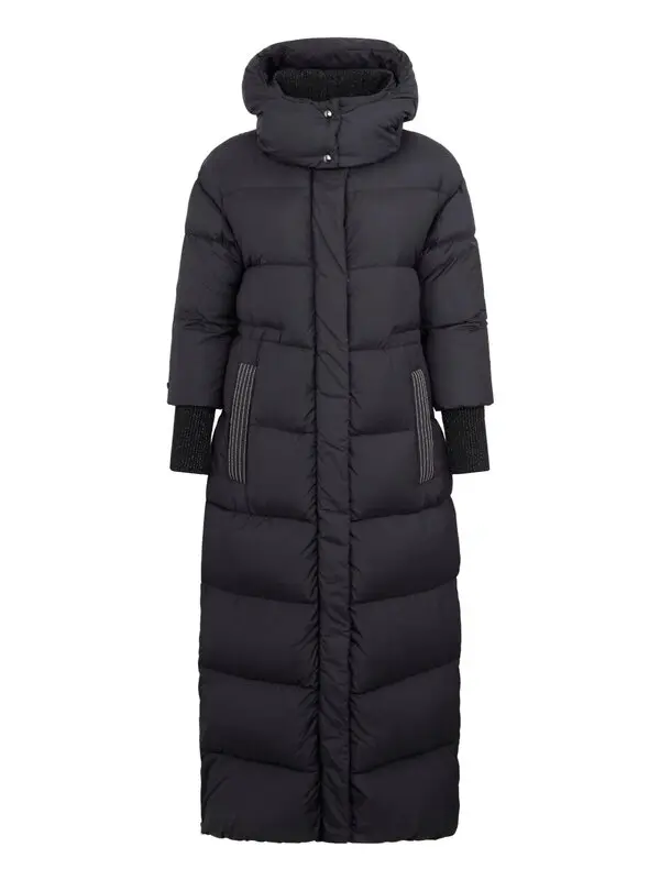Peserico Long Padded Hooded Coat - Black