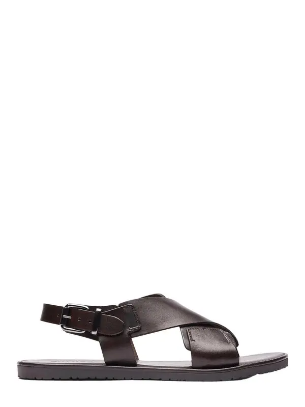 SCAROSSO Massimo Buckle-fastened Leather Sandals - Brown